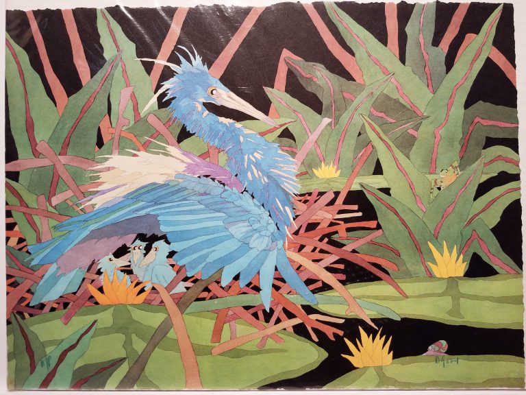 Blue Heron with Babies by Dan Goad | Abreu Gallery