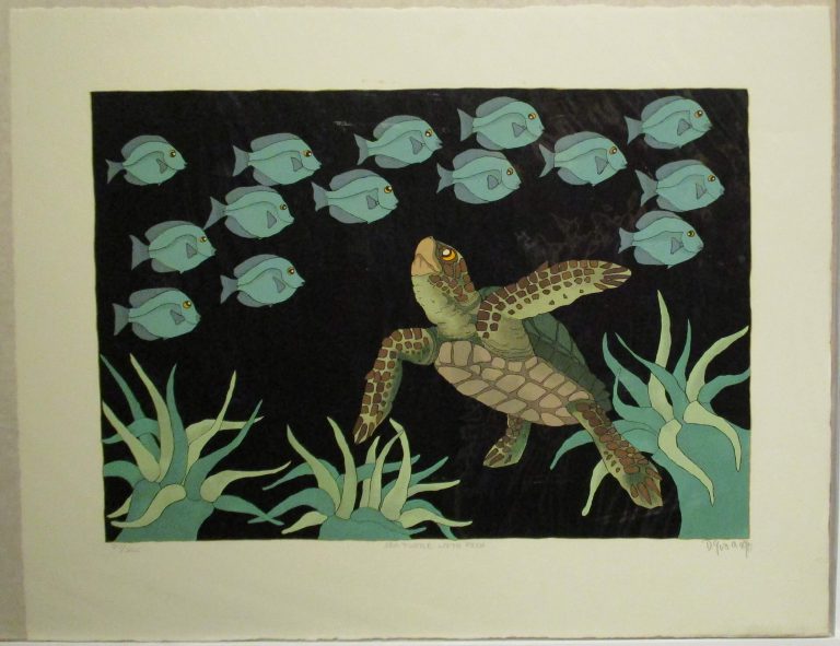 Sea Turtle with Fish by Dan Goad | Abreu Gallery